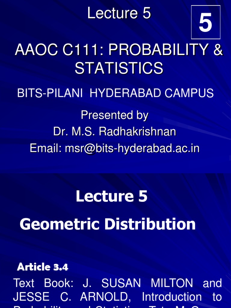 Lect 5 Geometric Distribution | PDF | Probability Theory | Measure Theory Lect 5 Geometric Distribution | PDF | Probability Theory | Measure Theory