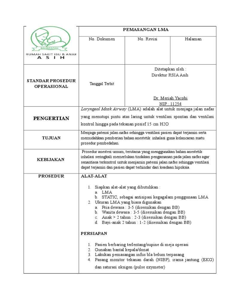 Pemasangan LMA | PDF