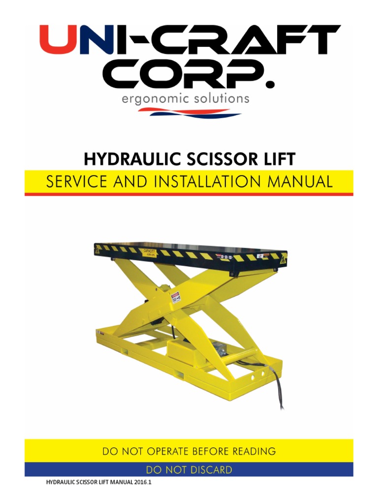 Hydraulic Scissor Lift Manual 2016.1 | PDF | Elevator | Machines