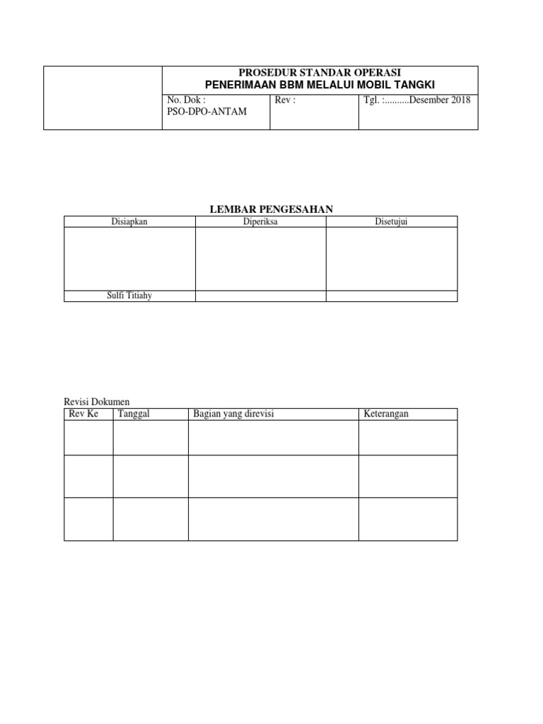 STANDARISASI PROSEDUR PENERIMAAN BBM | PDF