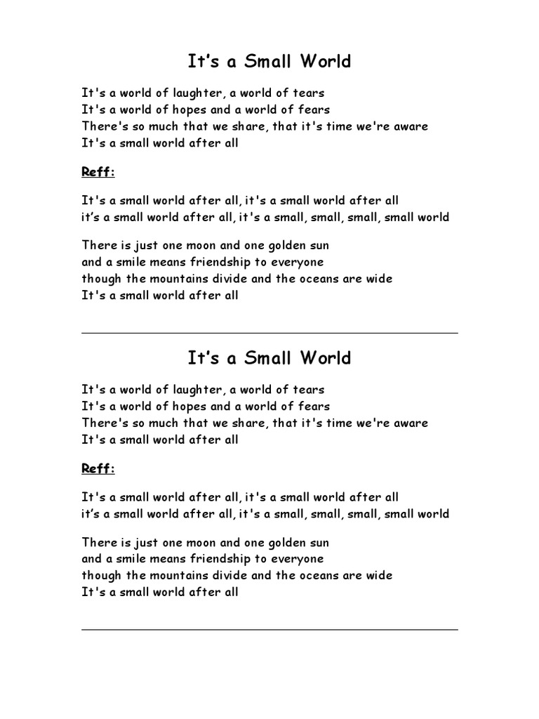 It's a Small World Lyrics | PDF