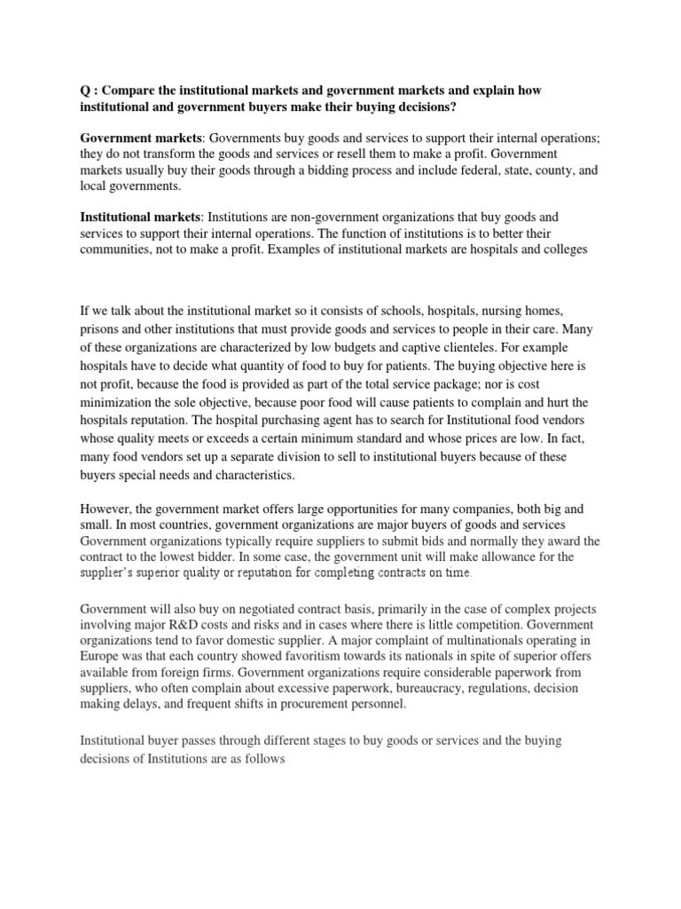 Comparing the Procurement Processes of Institutional and Government ...