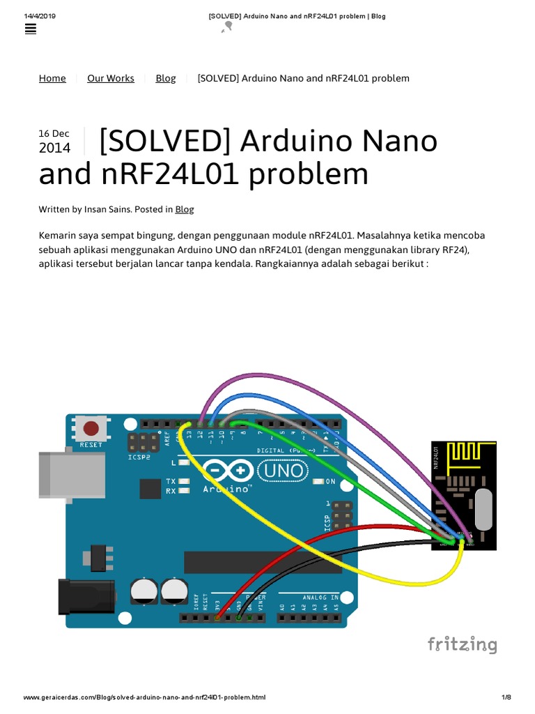 (SOLVED) Arduino Nano and NRF24L01 Problem - Blog | PDF