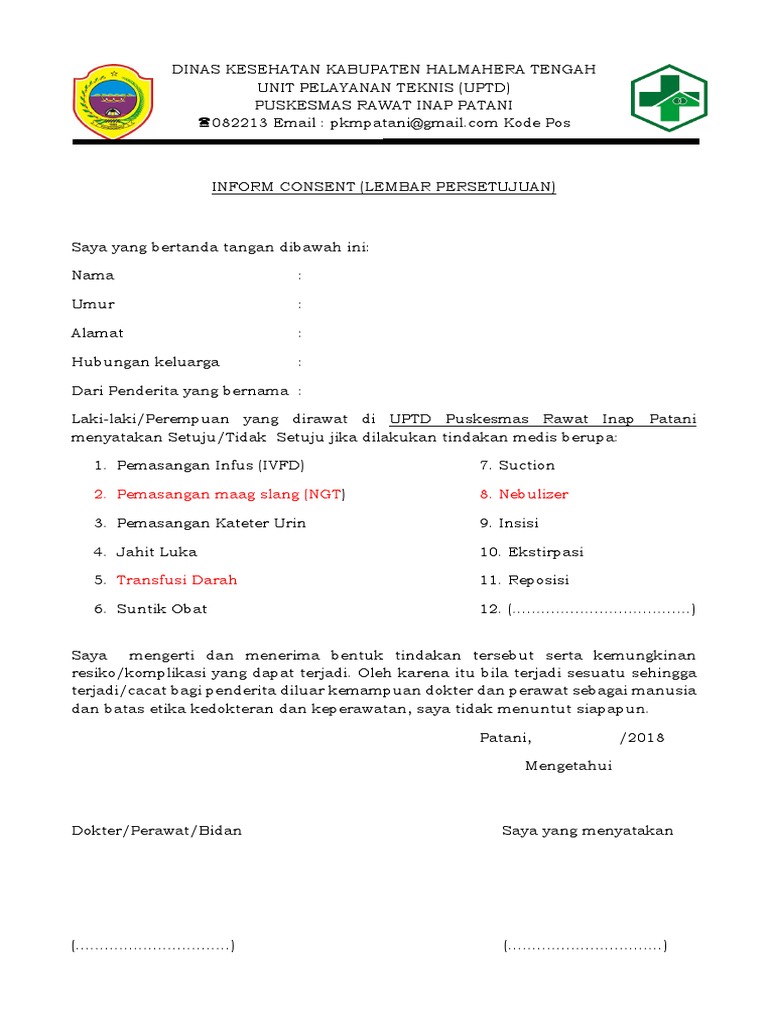 Contoh Informed Consent Medis Patani | PDF