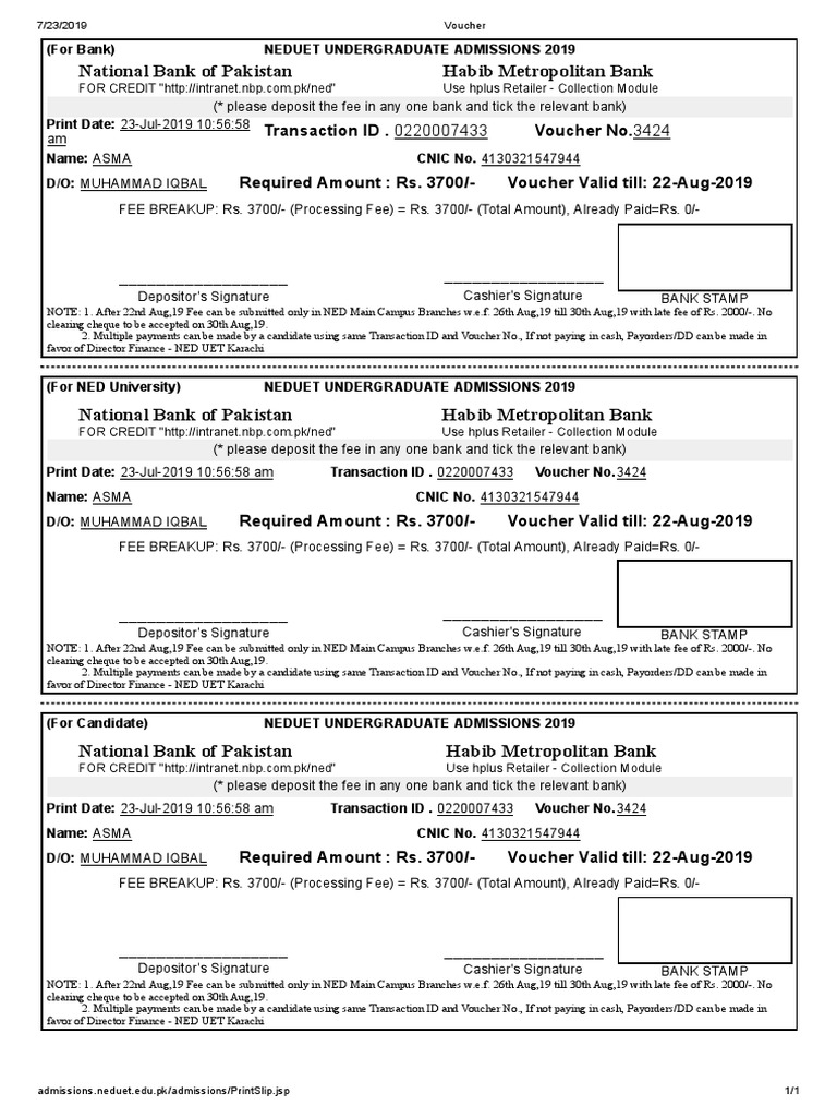 National Bank of Pakistan Habib Metropolitan Bank: Transaction ID ...