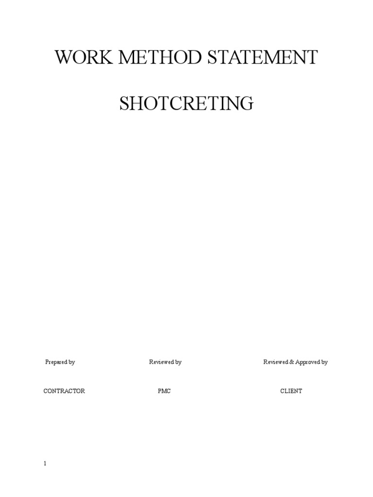 Work Method Statement Shotcreting | PDF