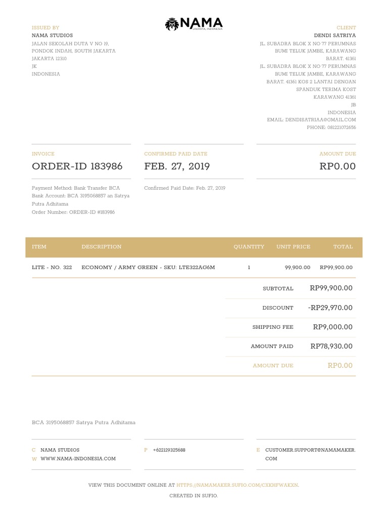 Kost Teluk Jambe Invoice Details | PDF | Service Industries | Services ...