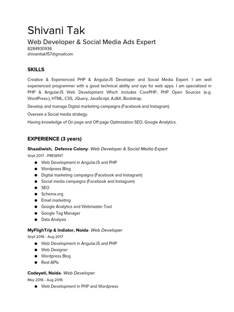 Shivani Resume 2019 | PDF