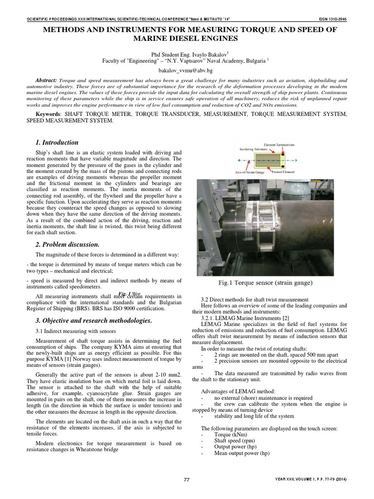 Methods and Instruments For Measuring Torque and Speed of Marine Diesel ...