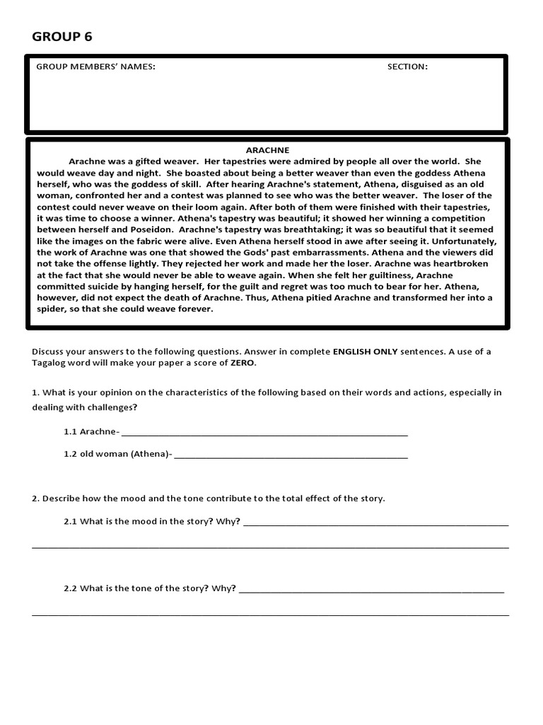 Arachne Acivity | PDF | Athena | Weaving