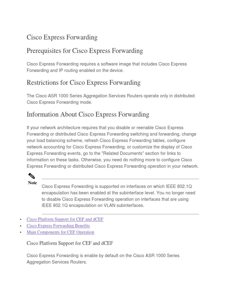 Cisco Express Forwarding | PDF | Router (Computing) | Network Switch