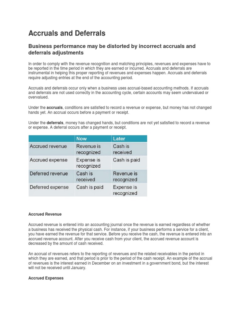 Accruals and Deferrals | PDF | Deferral | Accrual
