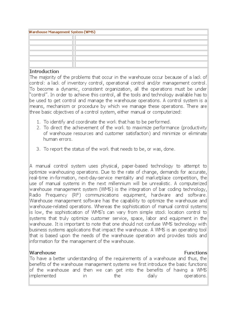 Warehouse Management System (WMS) | Download Free PDF | Warehouse ...