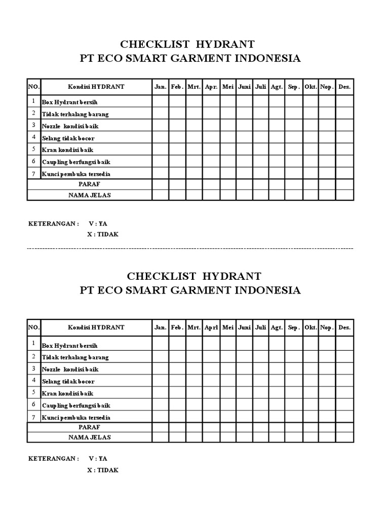 Checklist Hydrant | PDF