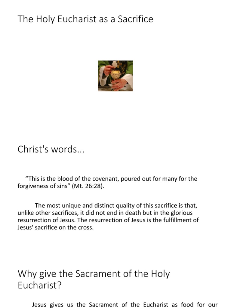 Sacrament Holy Eucharist | PDF | Eucharist | Mass (Liturgy)