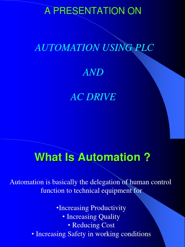 Presentation On PLC | PDF | Programmable Logic Controller | Automation