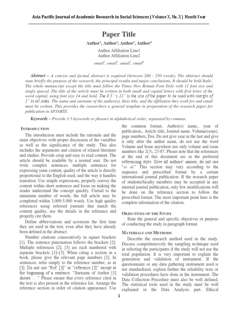 Paper Title: Author, Author, Author, Author | PDF | Citation | Academic ...