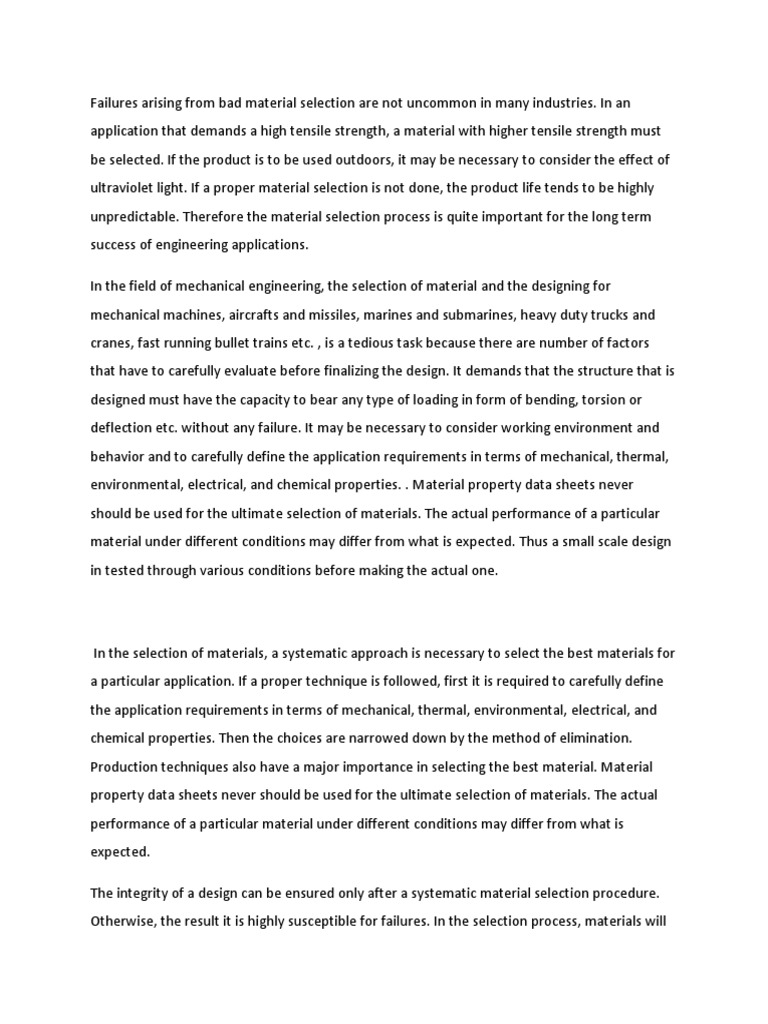 Importance of Material Selection in Engineering Design | PDF | Strength ...