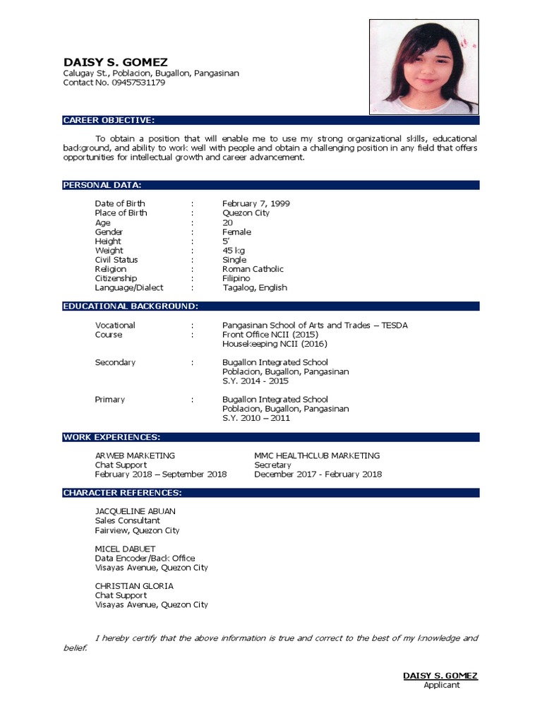 DAISY S Gomez Resume | PDF