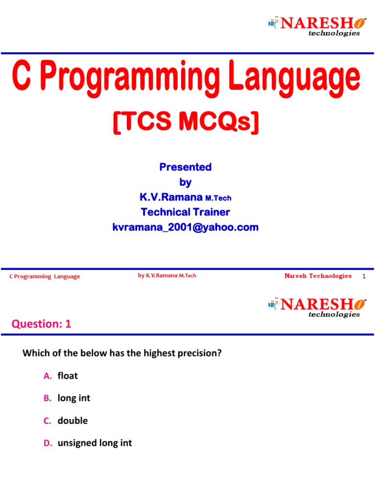 MCQ | Download Free PDF | C (Programming Language) | Subroutine