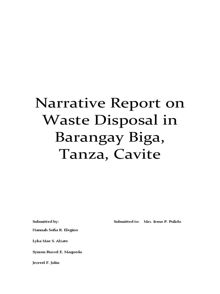 Narrative Report On Waste Disposal in A Barangay | PDF | Waste ...