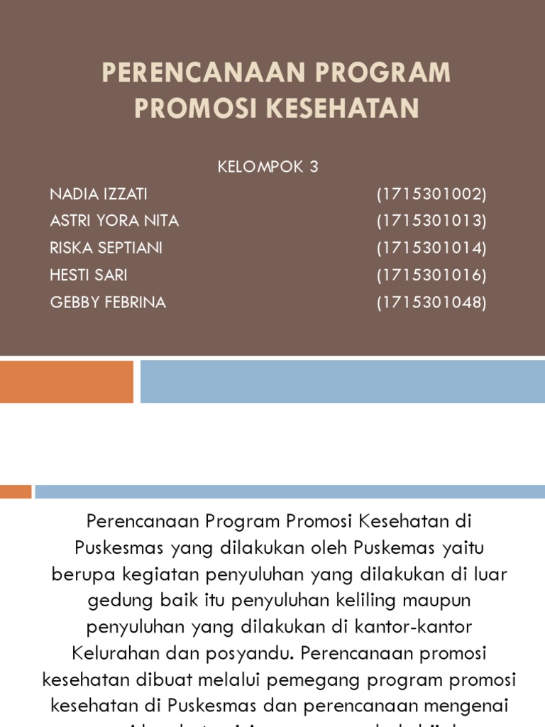 Perencanaan Program Promosi Kesehatan | PDF
