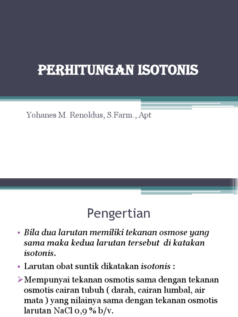 Perhitungan Larutan Isotonis NaCl | PDF | Sains & Matematika