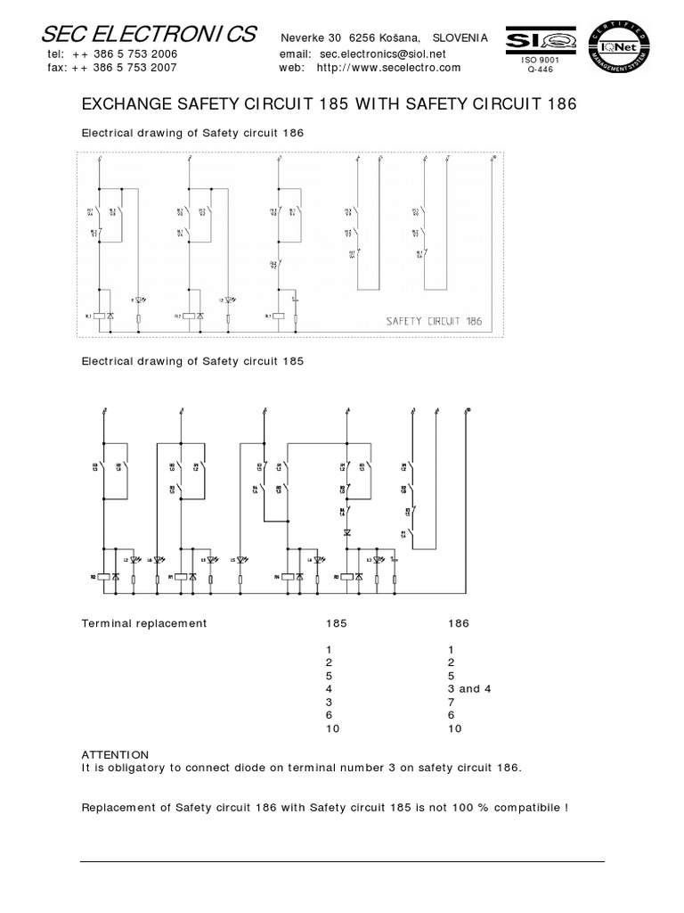 Sec Electronics: Exchange Safety Circuit 185 With Safety Circuit 186 | PDF