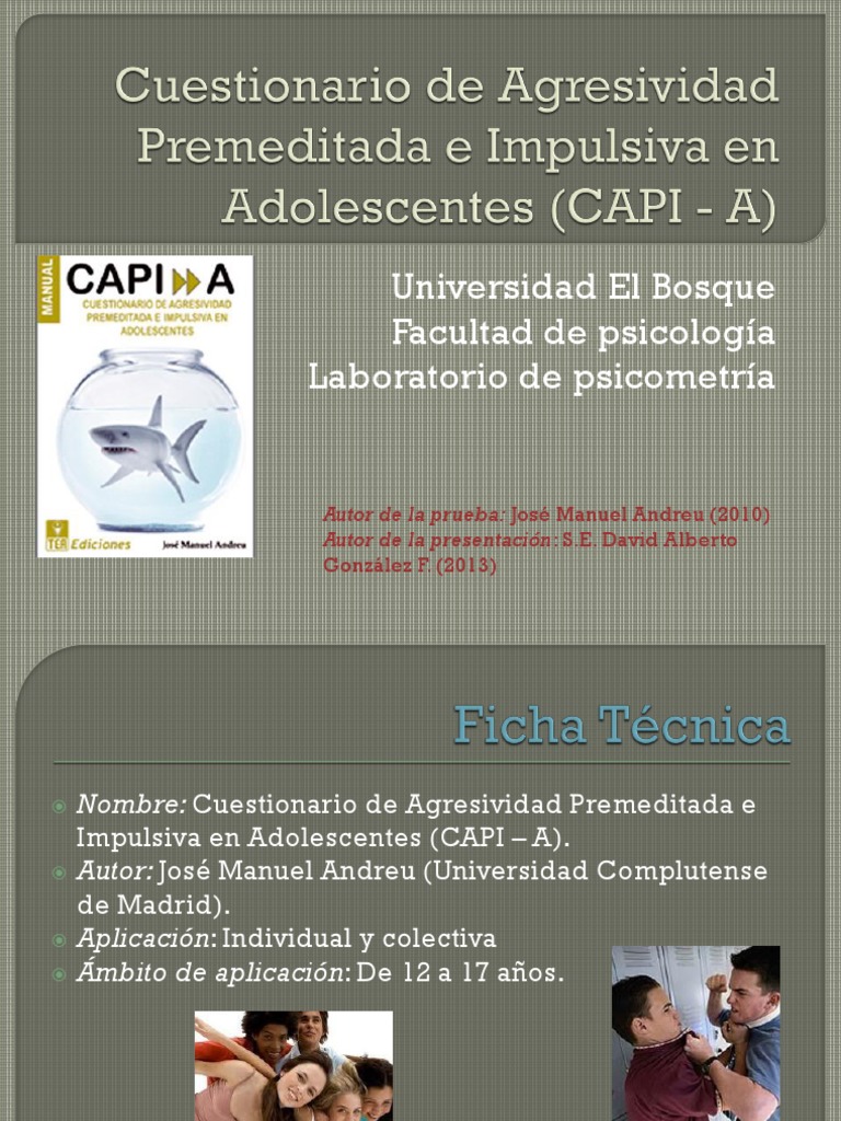 CAPI A Cuestionario de Agresividad Preme | PDF | Ira | Las emociones