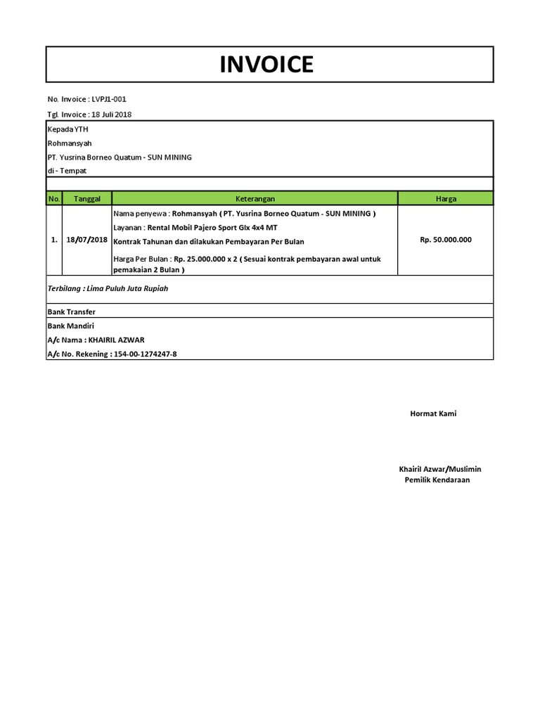 Invoice PT YBQ 1 | PDF | Pengelolaan Keuangan & Uang