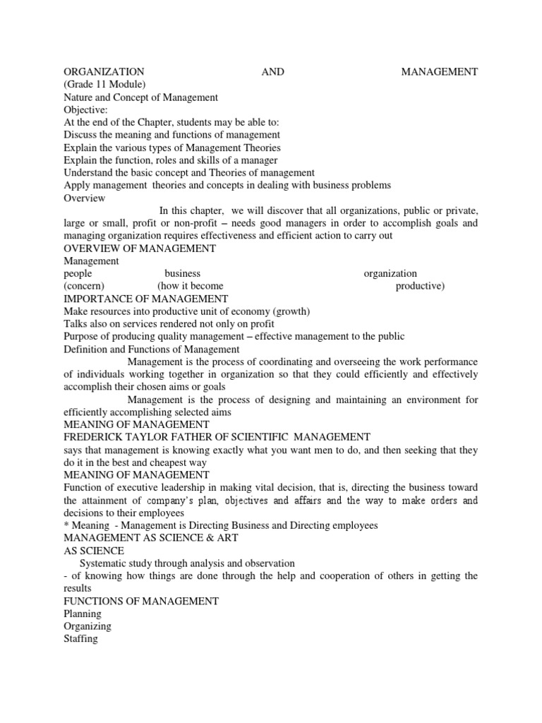 Grade 11 Management Module | PDF | Goal | Ecology