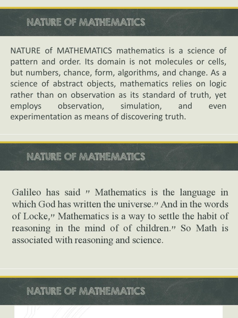 Nature of Mathematics | PDF | Logic | Teaching Mathematics