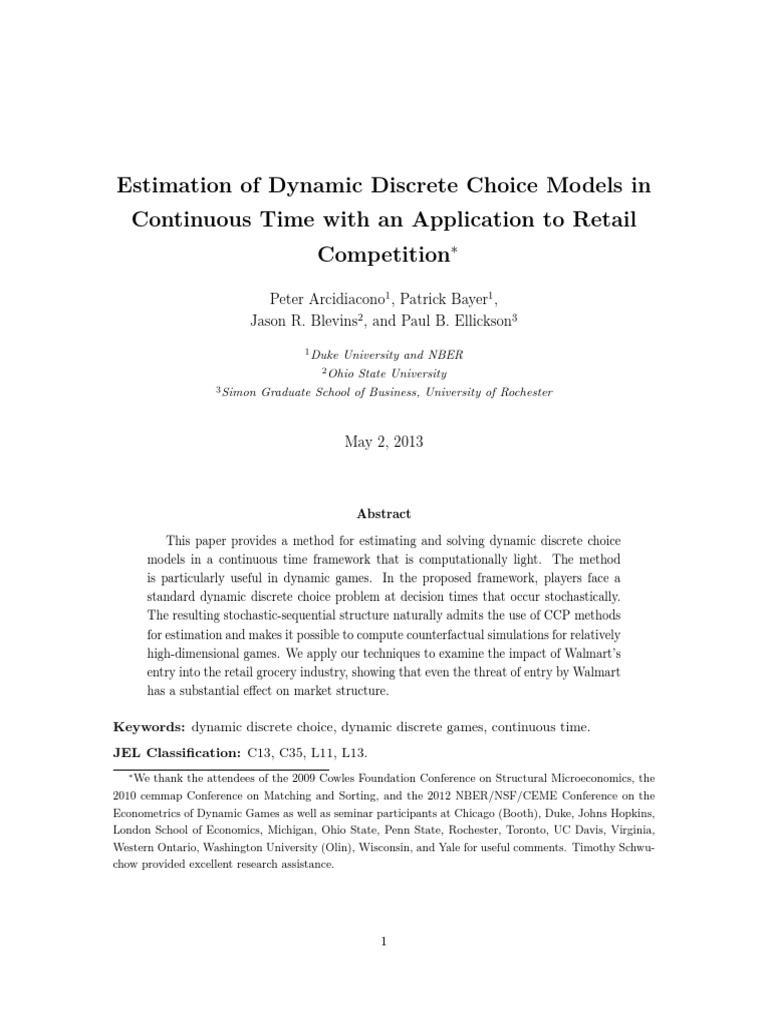 Estimation of Dynamic Discrete Choice Models in Continuous Time With An Application To Retail ...