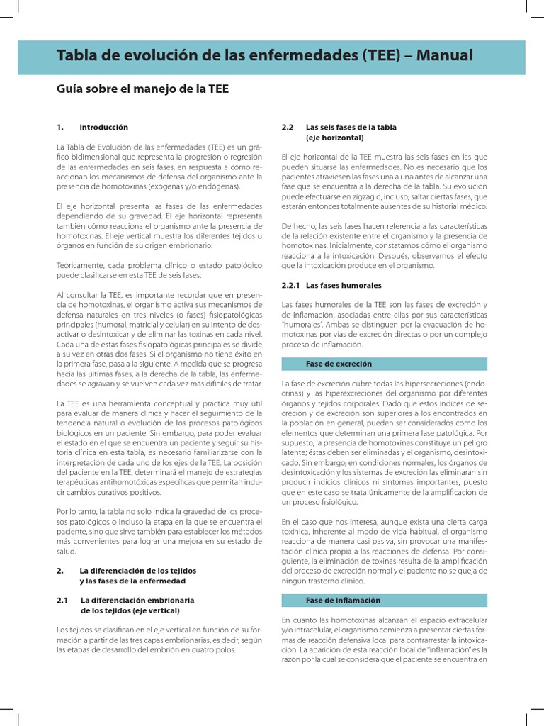 Tabla de Evolución de Las Enfermedades (TEE) - Manual: Guía Sobre El Manejo de La TEE | PDF ...