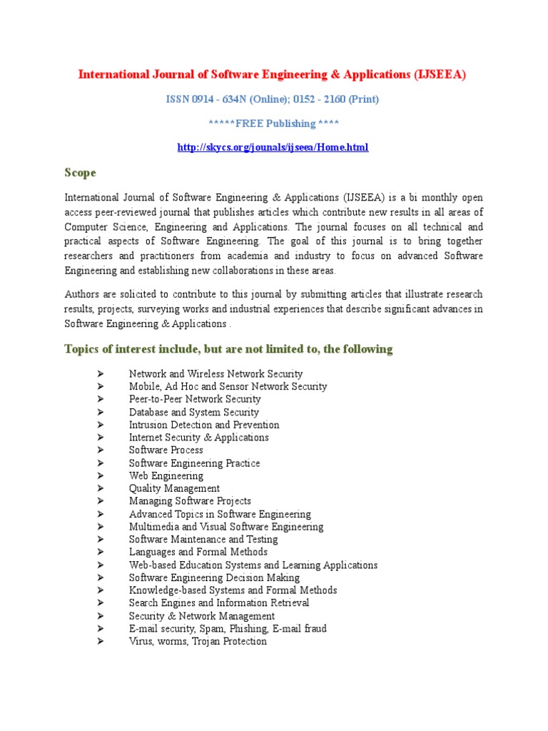 International Journal of Software Engineering & Applications (IJSEEA ...