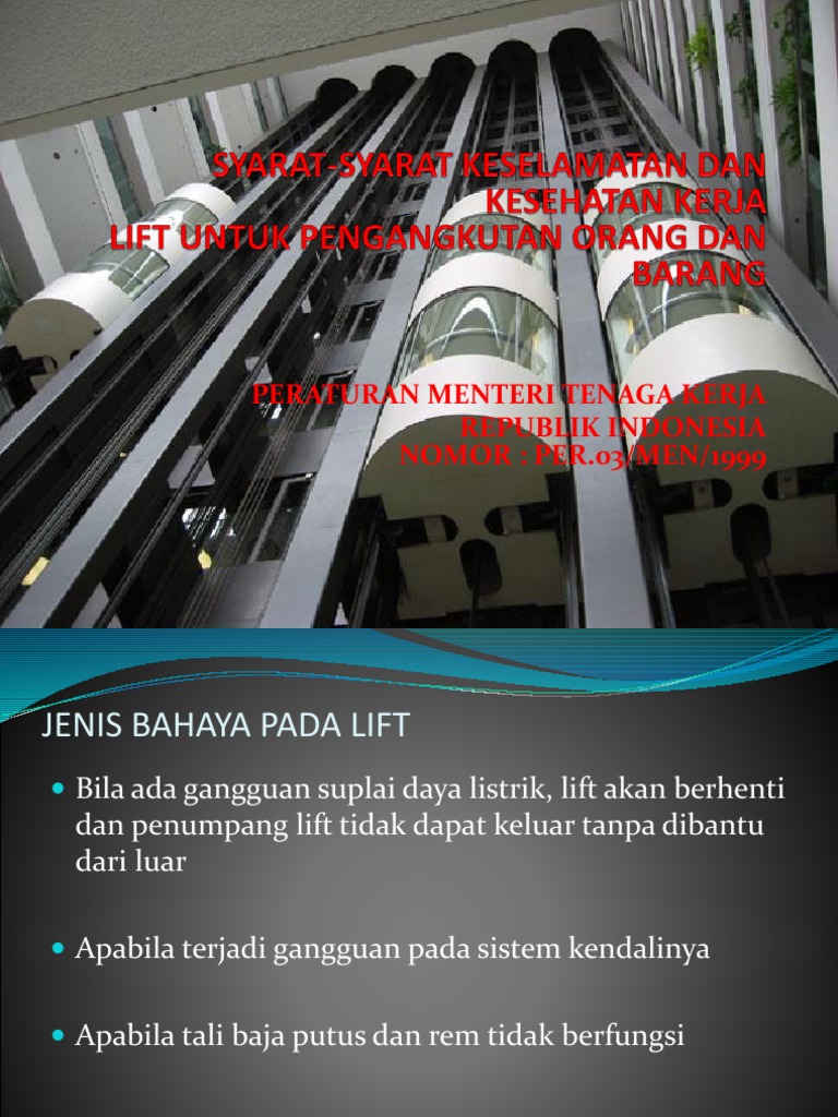 Persyaratan Keselamatan Kerja Lift | PDF