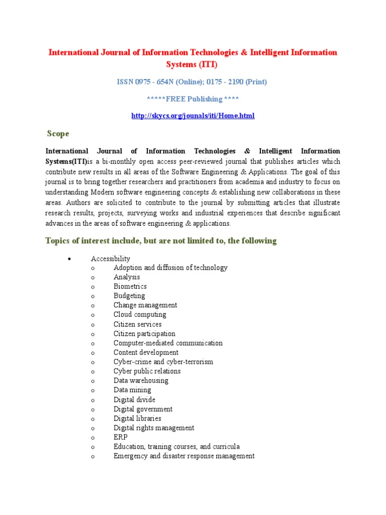 International Journal of Information Technologies & Intelligent ...