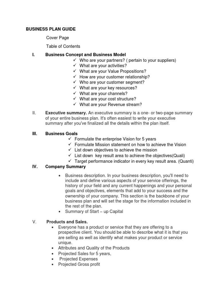 Business Plan Guide: Executive Summary. An Executive Summary Is A One ...