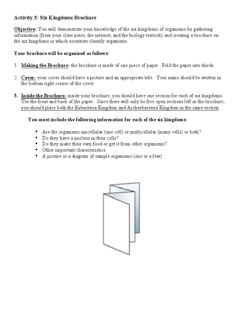 Kingdoms Notes and Brochure Activity PDF | PDF | Plants | Cell (Biology)