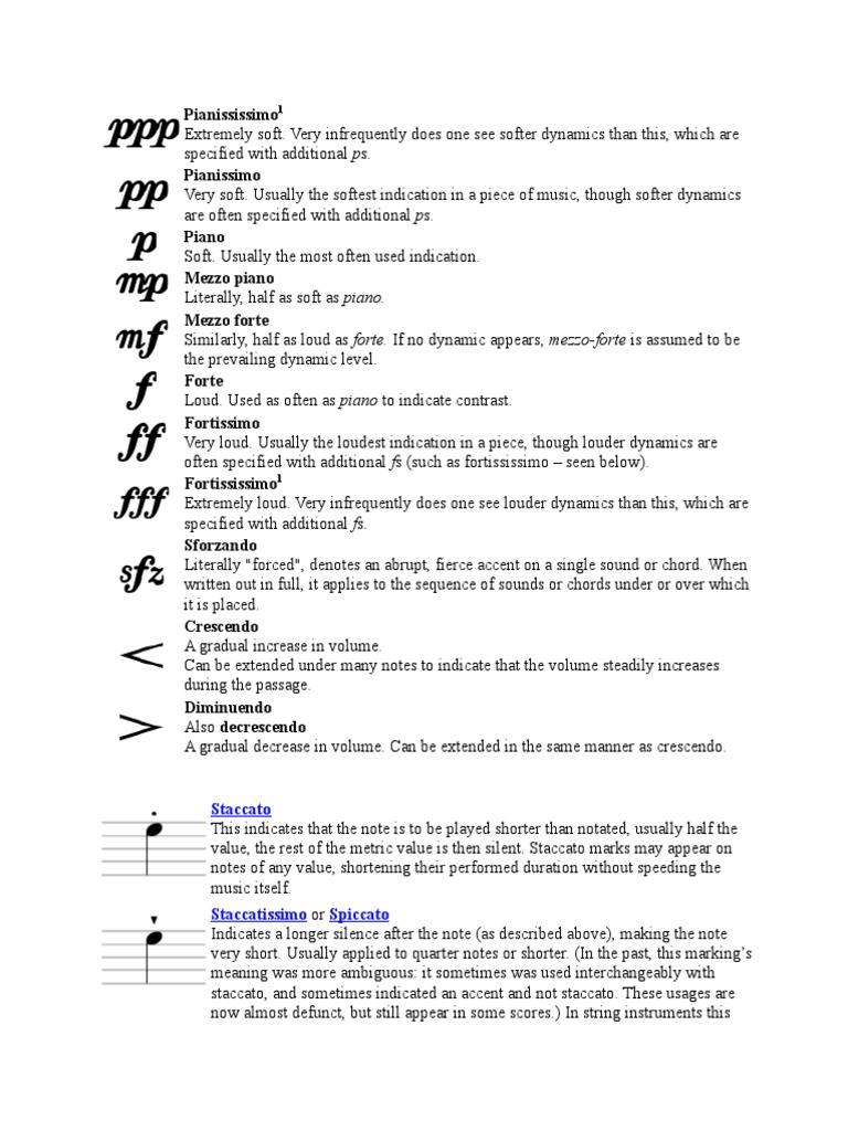 Piano Notations | PDF | Tempo | String Instruments