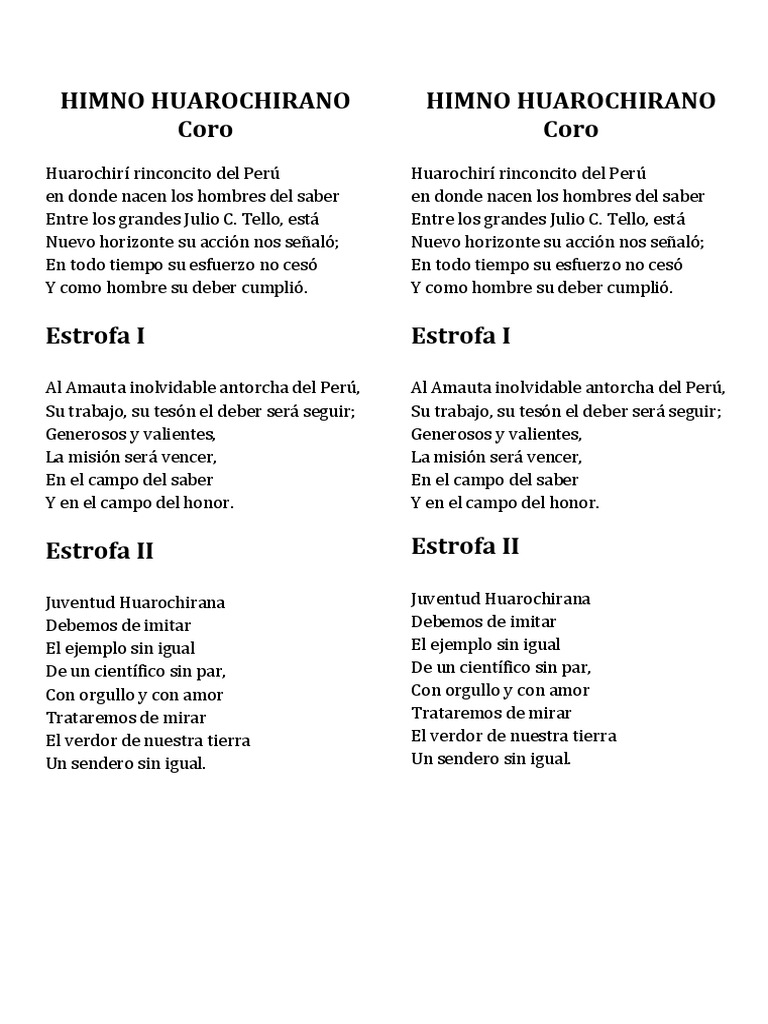 Himno Huarochirano: Letra y Significado | PDF | Violencia | Agitación