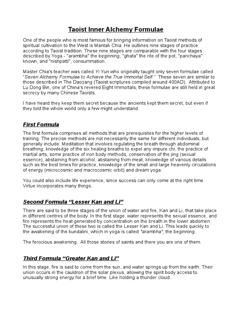 Taoist Inner Alchemy Formulae | PDF | East Asian Religions | Chinese ...