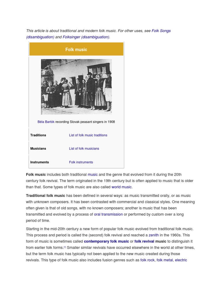 Folk Song and Music | PDF | Folk Music | Performing Arts