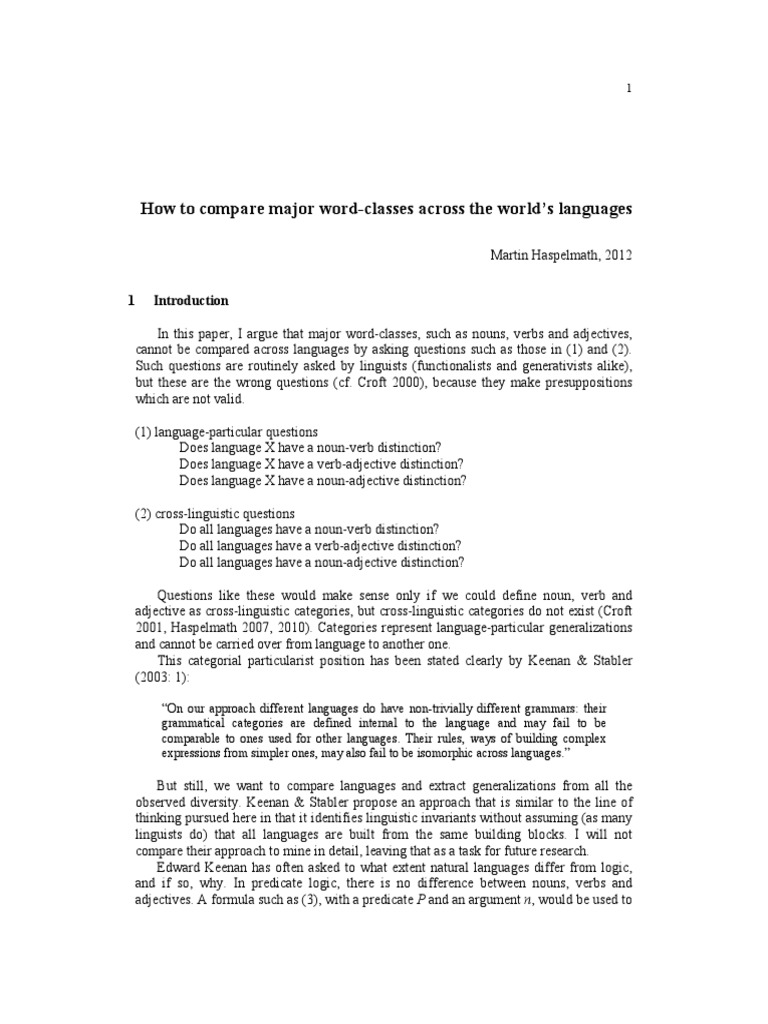 Haspelmath - 2012 - How To Compare Major Word-Classes Across The World ...