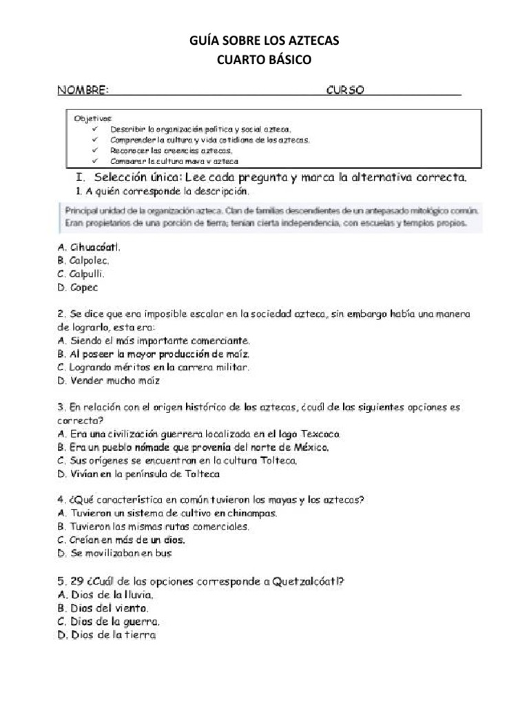 Guía Sobre Los Aztecas | PDF