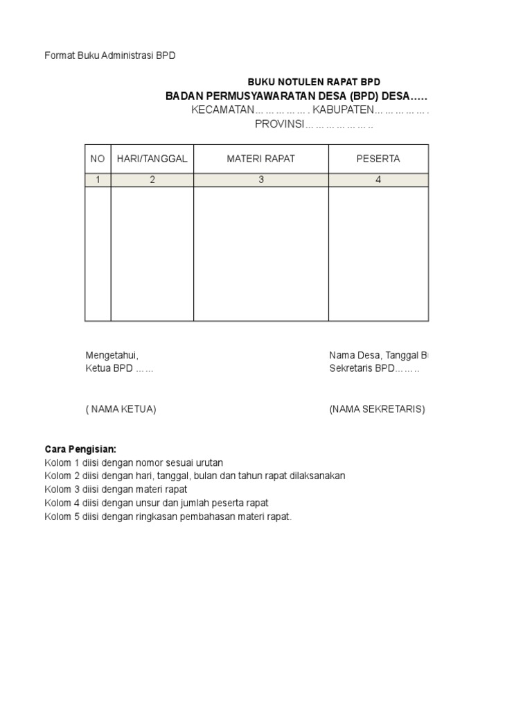 Format Buku Notulen Rapat | PDF