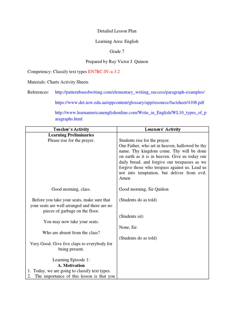 Detailed Lesson Plan Template | PDF | Narrative | Narration