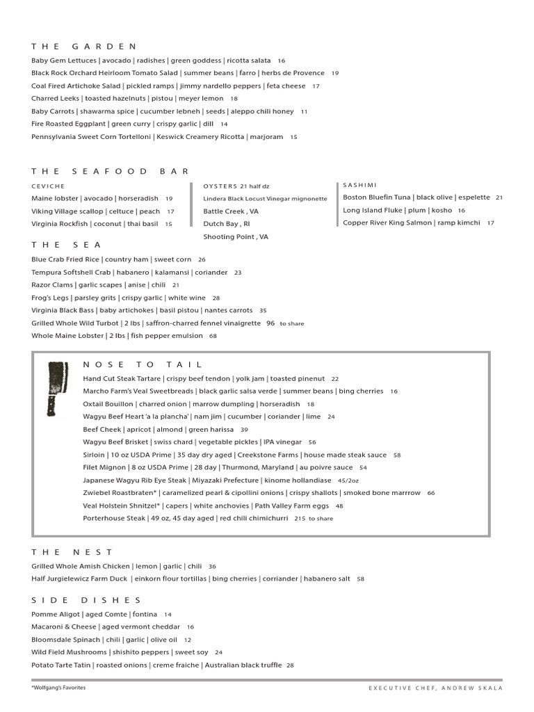 Cut by Wolfgang Puck DC Menu Prices | PDF | Beef | Pickling