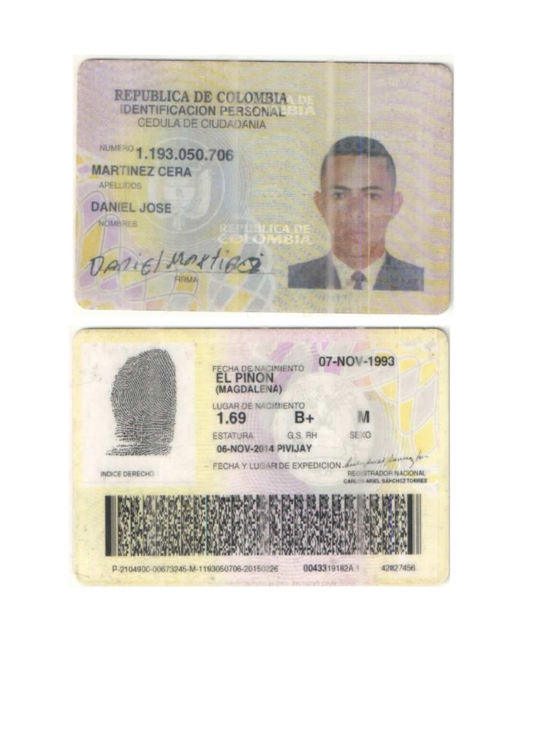 Cedula Daniel Jose Martinez Cera | PDF