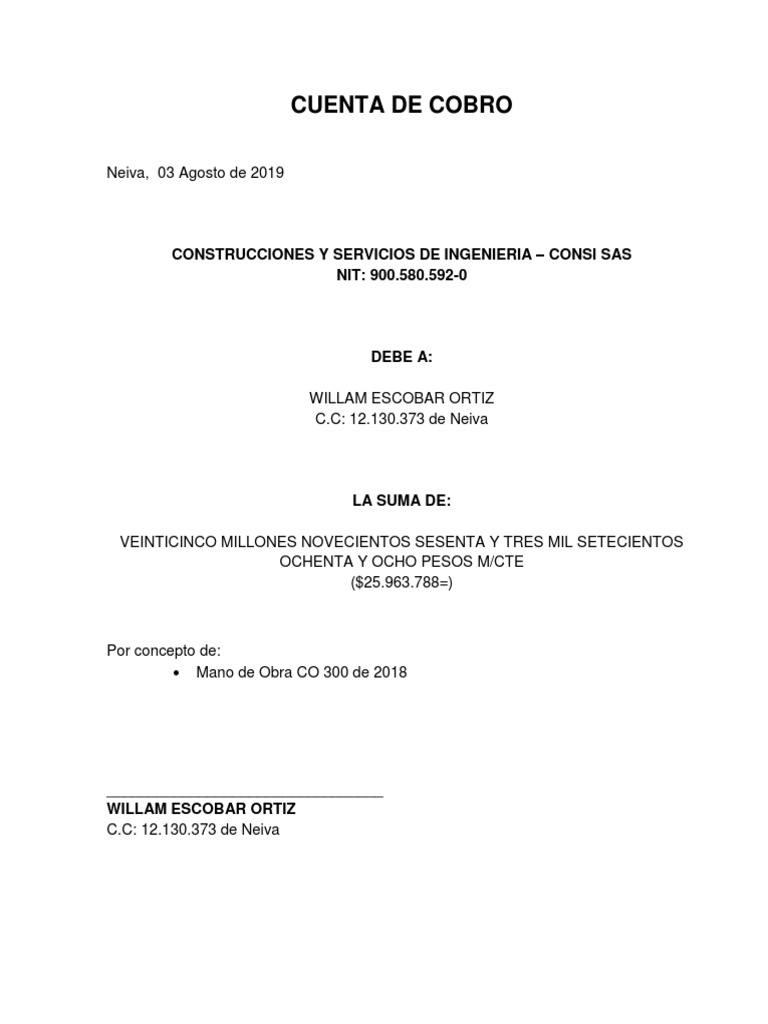 Cuenta Cobro | PDF | Tecnología